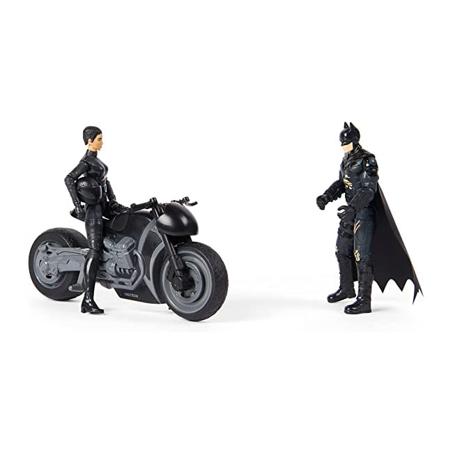 FIGURA - THE BATMAN - SELINA KYLE COM BATMAN E MOTO - 10 CM - SPIN MASTER